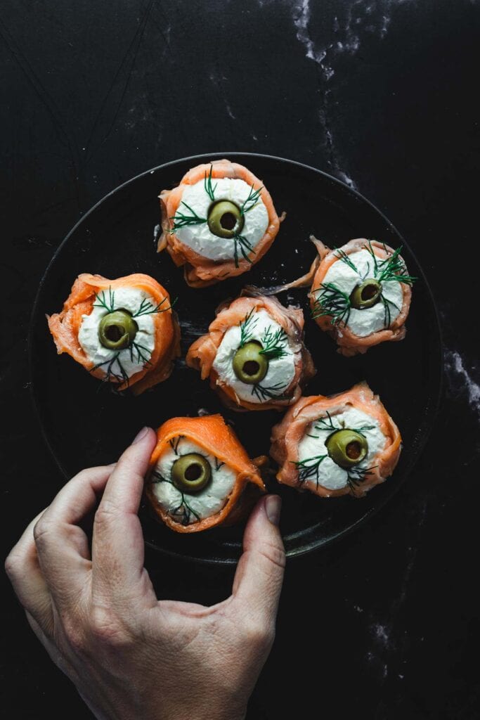 Easiest 4-Ingredient Halloween Smoked Salmon Canapes Recipe