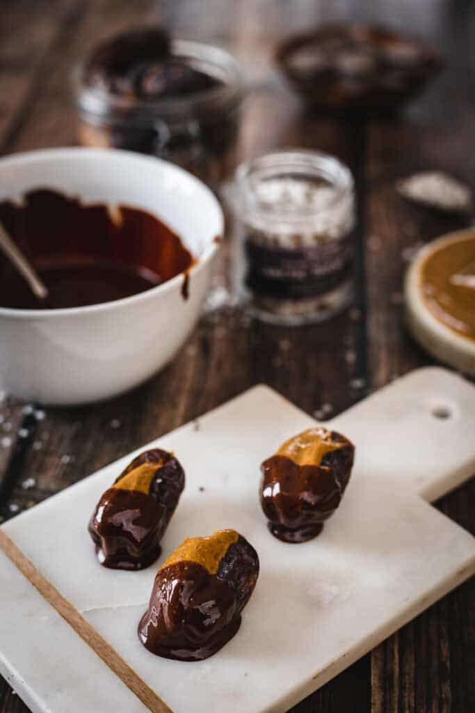 The Best Chocolate Covered Almond Butter Stuffed Dates