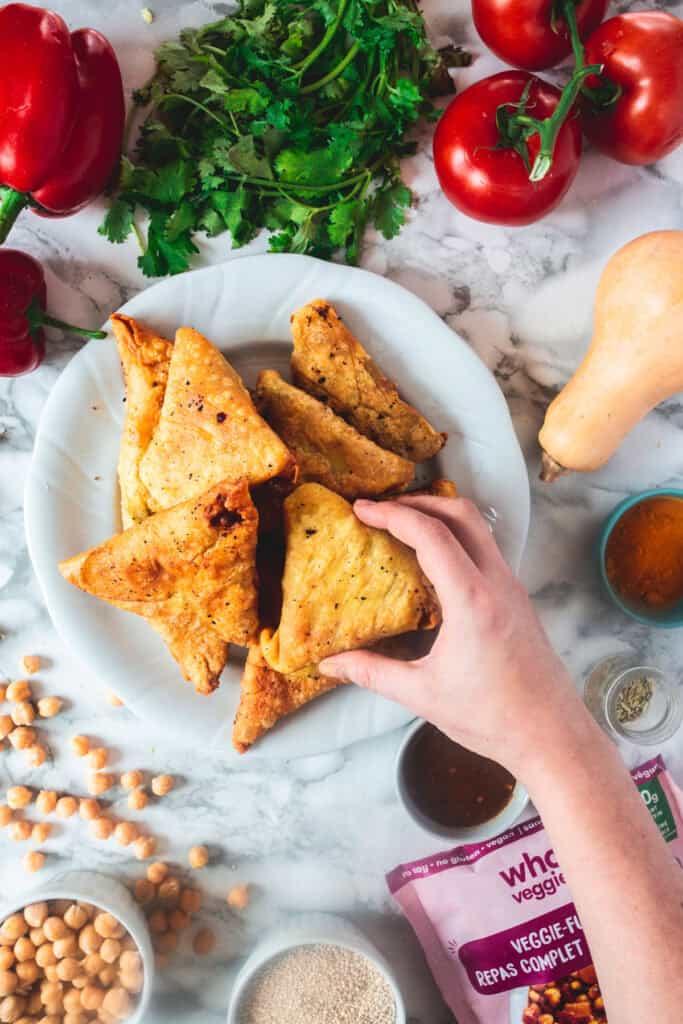 Chickpea Samosas with Easy Samosa Dipping Sauce