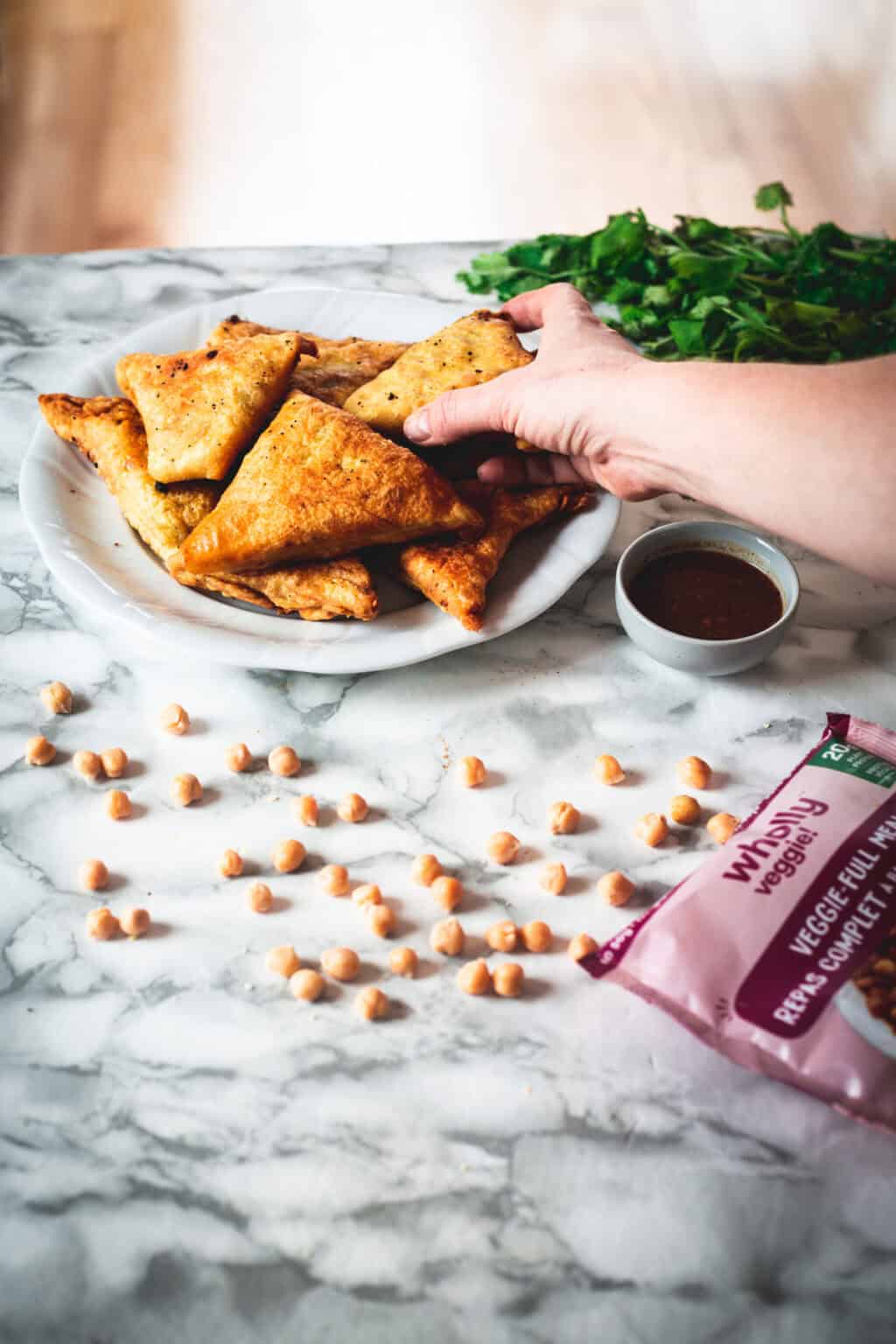 Chickpea Samosas with Easy Samosa Dipping Sauce