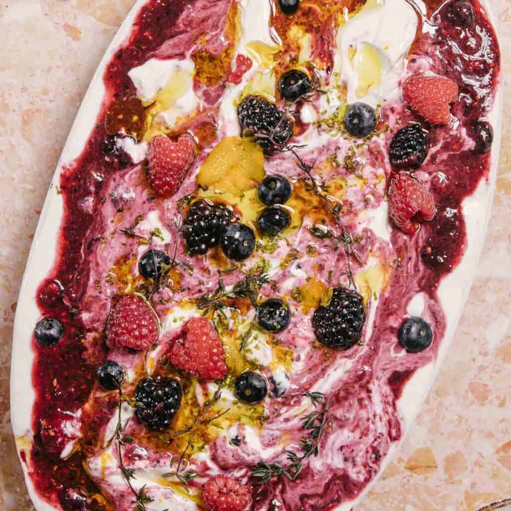Labneh Dessert Dip Recipe with Fresh Berries
