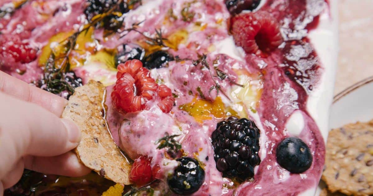 Labneh Dessert Dip Recipe with Fresh Berries