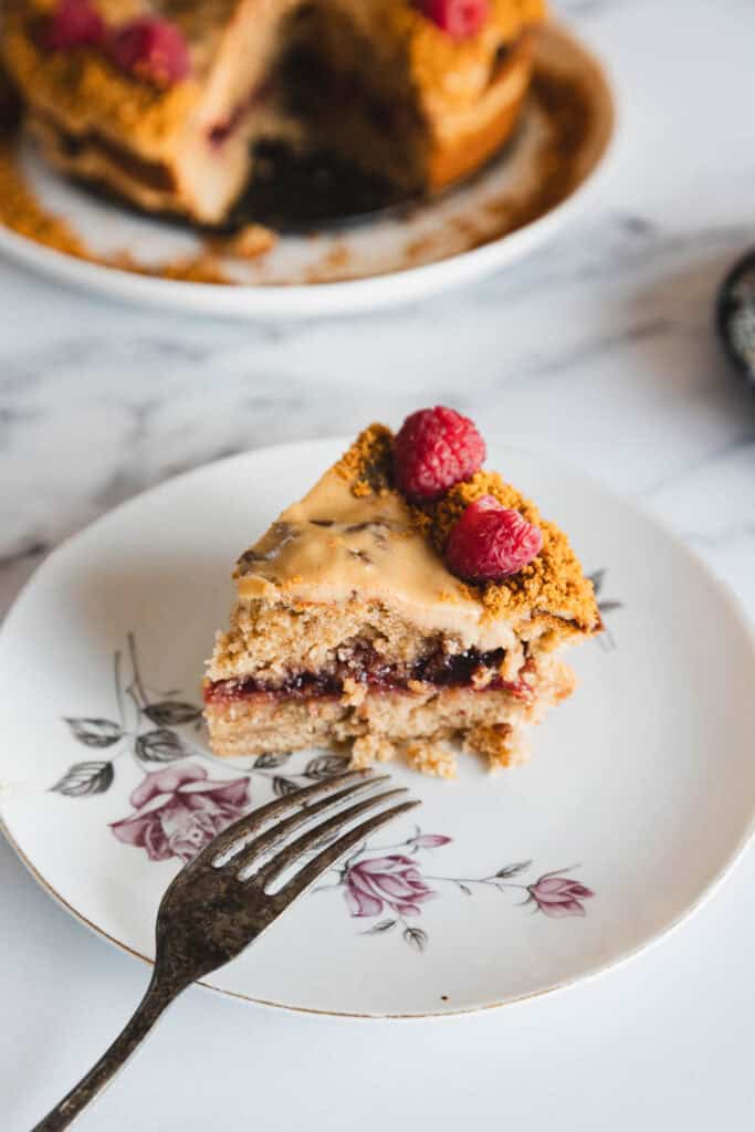 My Biscoff Cake Recipe with Peanut Butter and Jam Filling