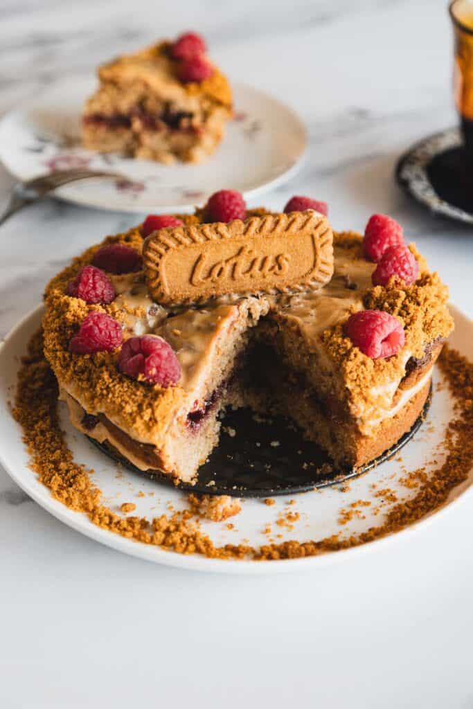 My Biscoff Cake Recipe with Peanut Butter and Jam Filling